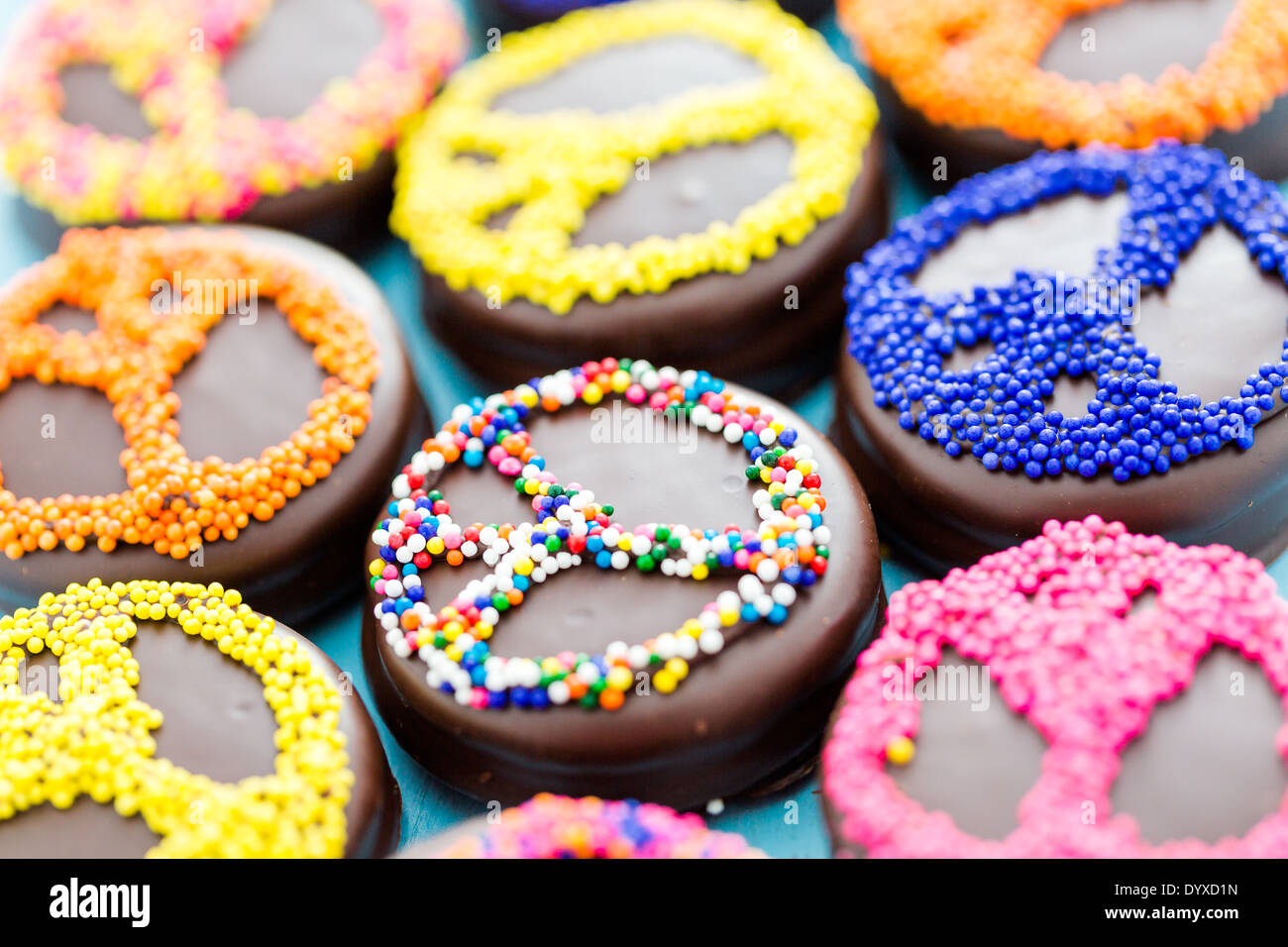 Gourmet Chocolate covered Oreos with colorful sprinkles on top Stock ...