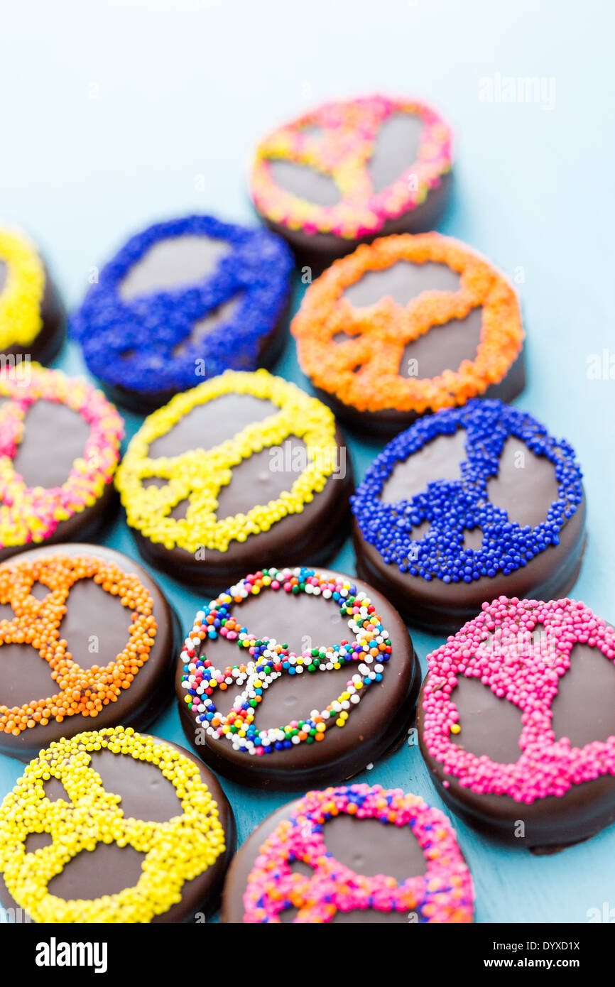 Gourmet Chocolate covered Oreos with colorful sprinkles on top Stock ...