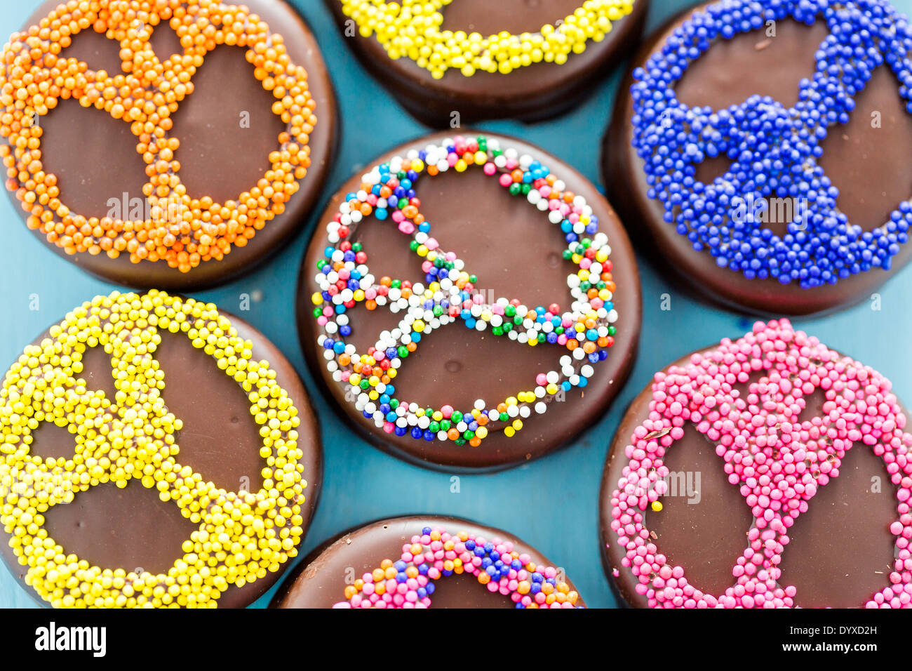 Gourmet Chocolate covered Oreos with colorful sprinkles on top Stock ...