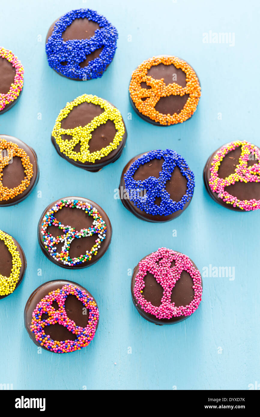 Gourmet Chocolate covered Oreos with colorful sprinkles on top Stock ...