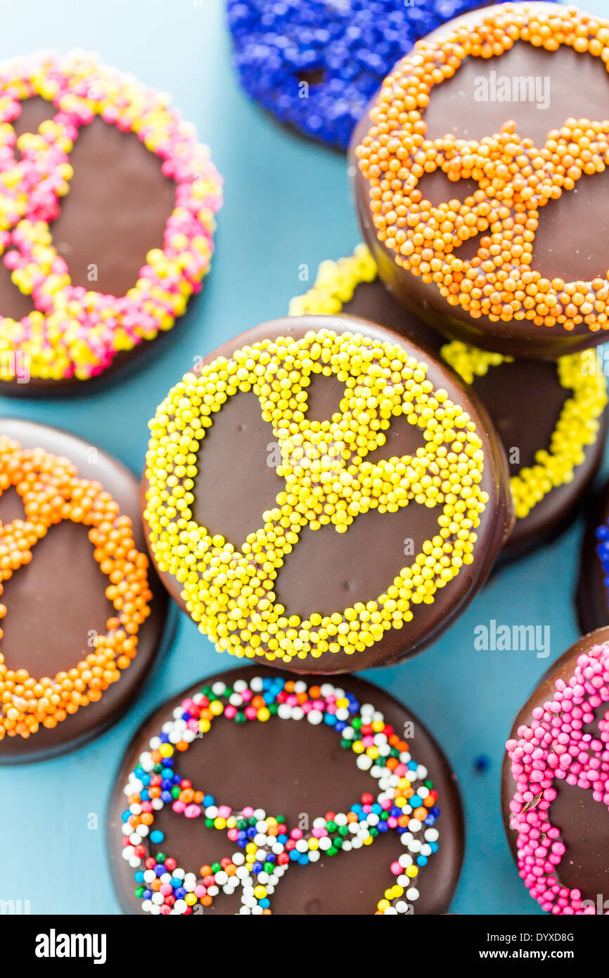 Gourmet Chocolate covered Oreos with colorful sprinkles on top Stock ...