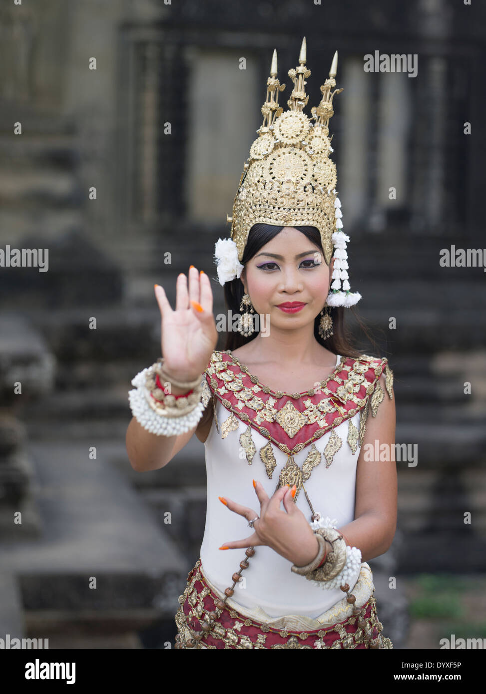 Khmer Dancer In Apsara Costume At Angkor Wat Temple Siem Reap