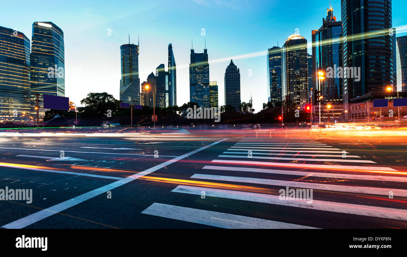 Urban city at night with traffic and night skyline Stock Photo - Alamy