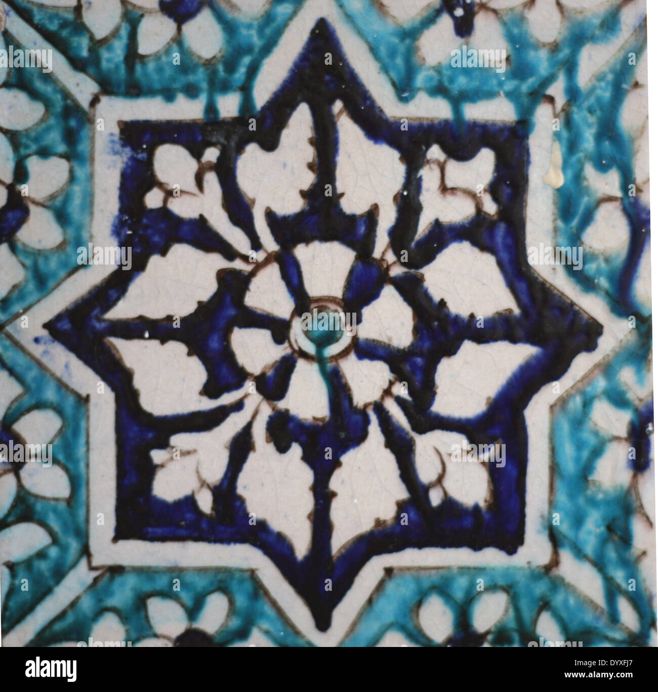 Old hand-painted tile from Multan Pakistan Stock Photo - Alamy