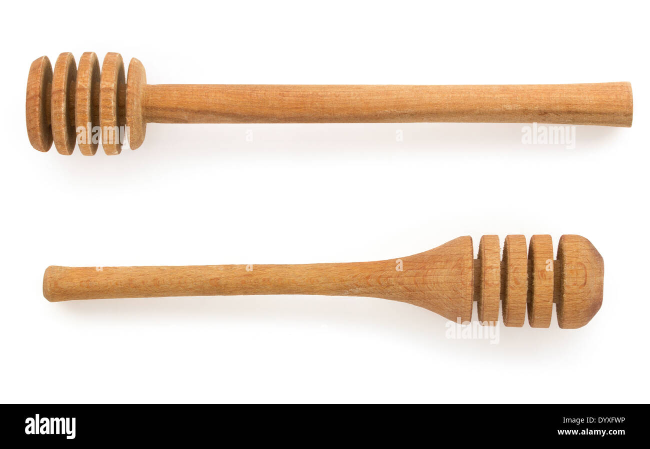 wooden honey stick isolated on white background Stock Photo - Alamy