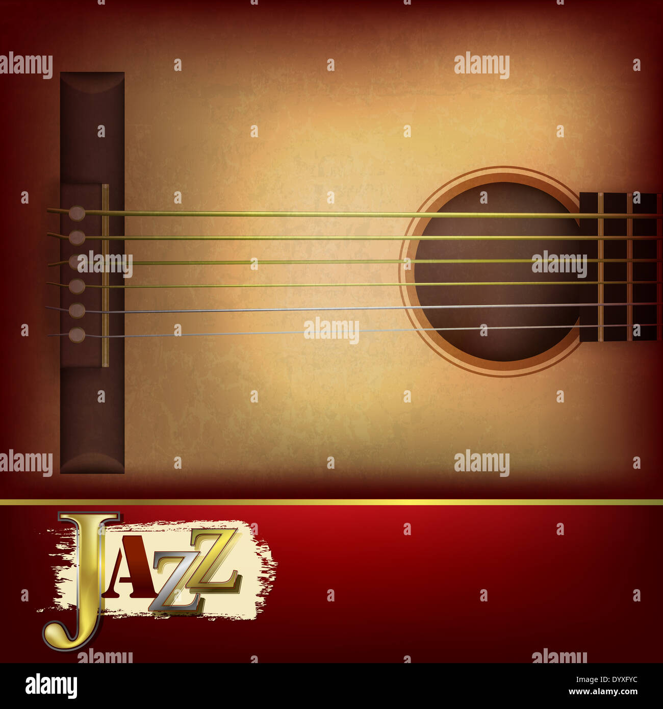 Abstract grunge music background with acoustic guitar and word jazz ...