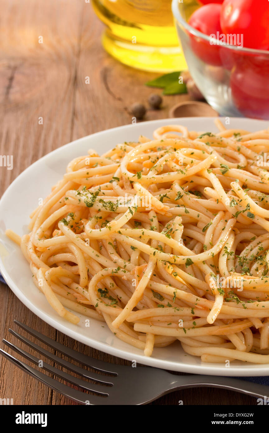 pasta spaghetti macaroni in plate Stock Photo - Alamy