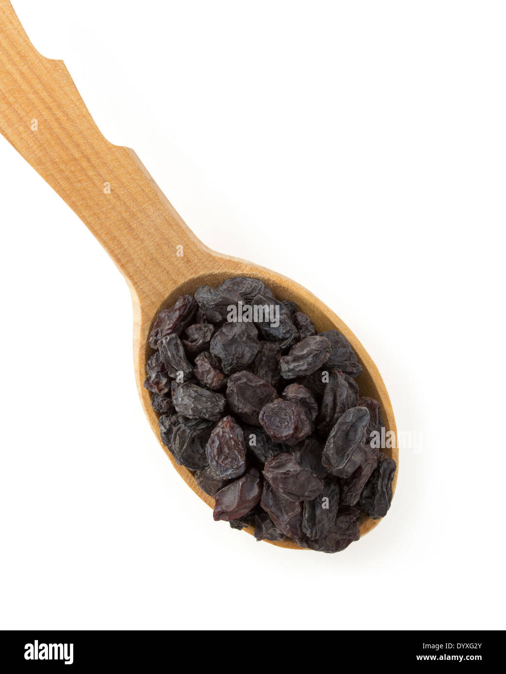 raisins fruit in spoon on white background Stock Photo - Alamy