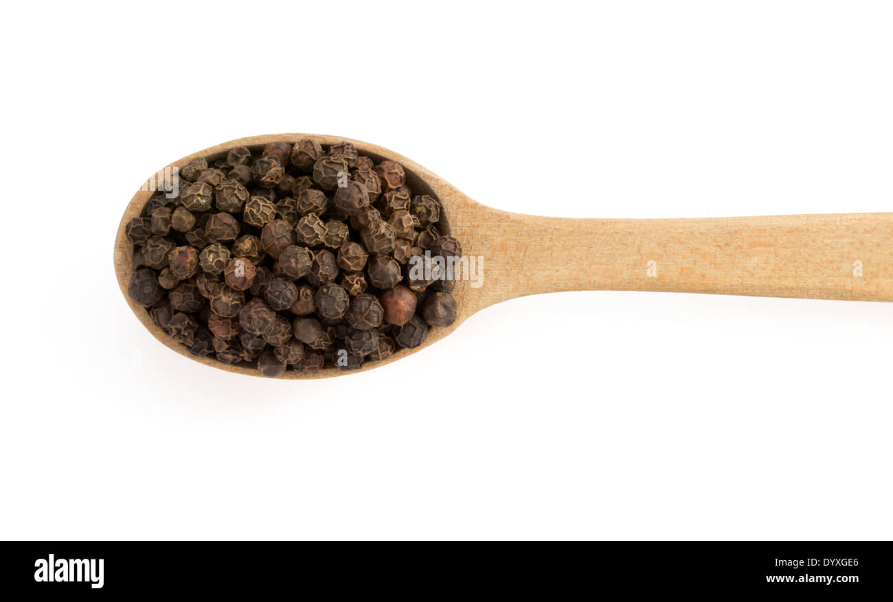 pepper in spoon isolated on white background Stock Photo - Alamy