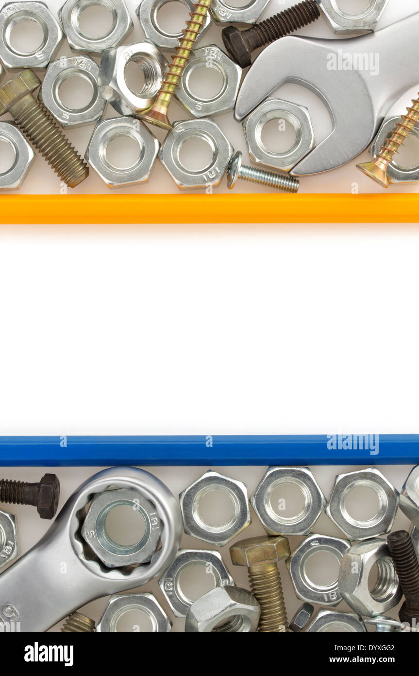 metal construction hardware tool on white background Stock Photo - Alamy