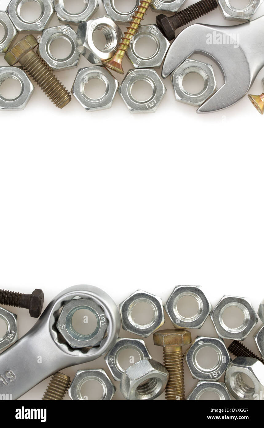 metal construction hardware tool on white background Stock Photo - Alamy