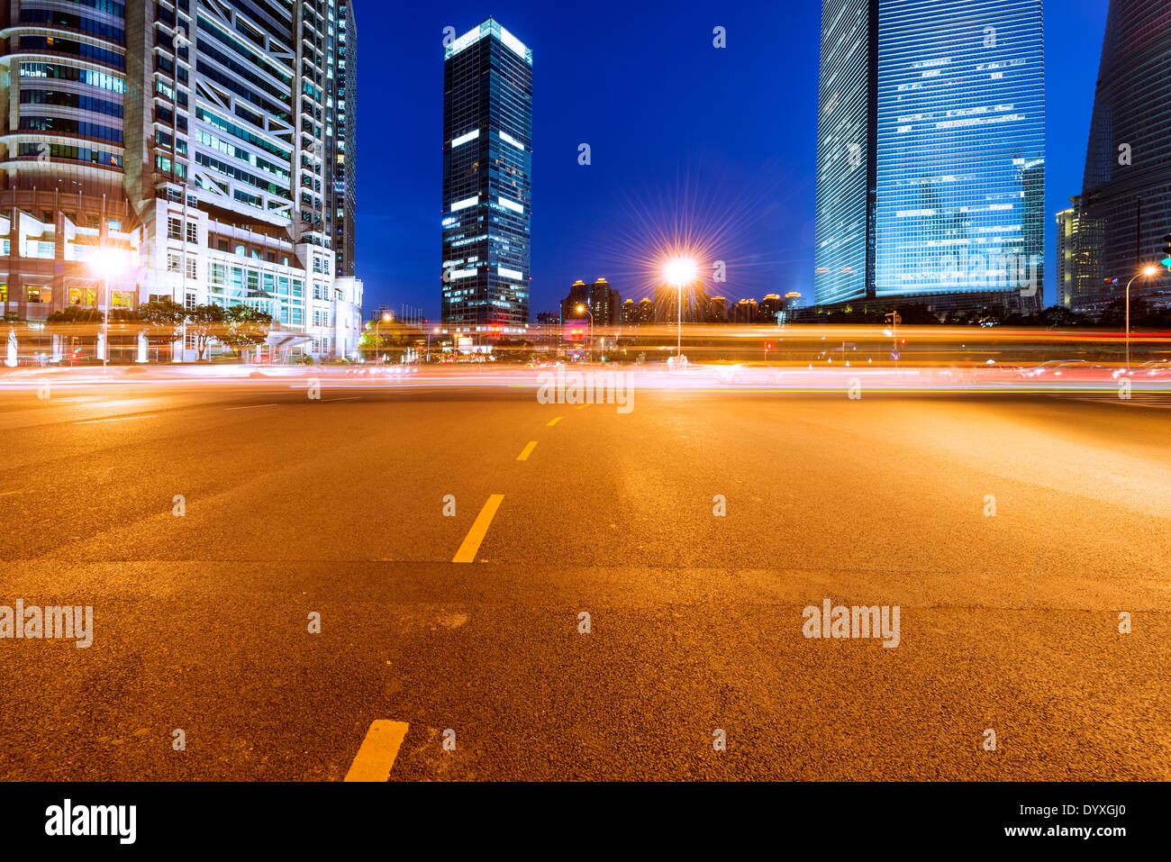 Urban city at night with traffic and night skyline Stock Photo - Alamy