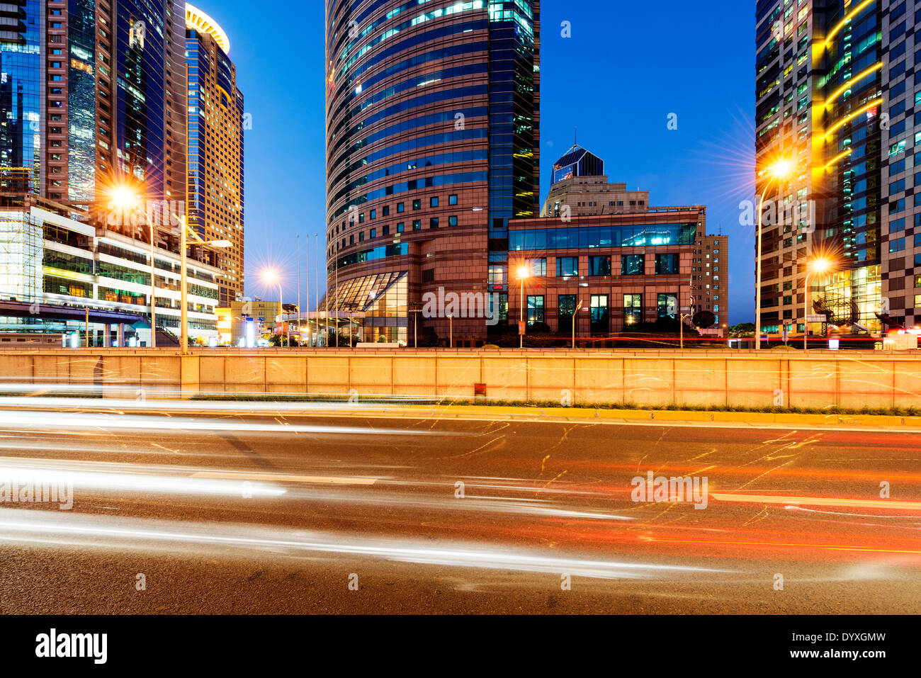 Urban city at night with traffic and night skyline Stock Photo - Alamy