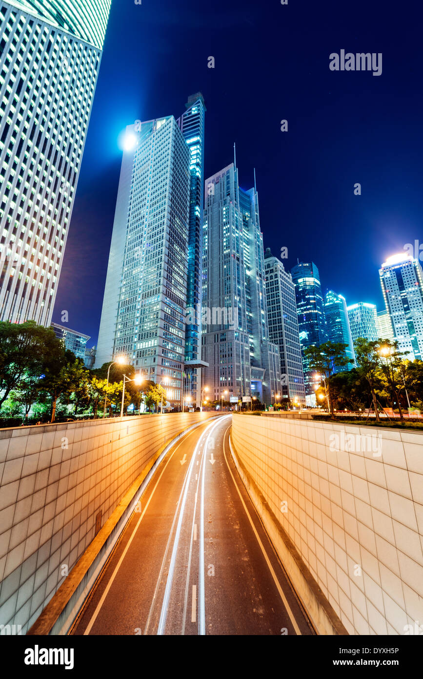 Urban city at night with traffic and night skyline Stock Photo - Alamy