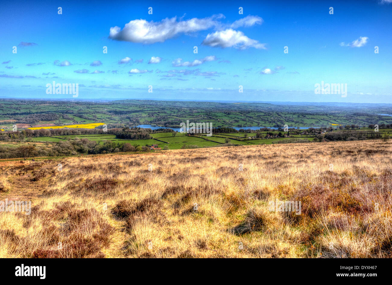 View from Black Down The Mendip Hills Somerset England UK towards ...