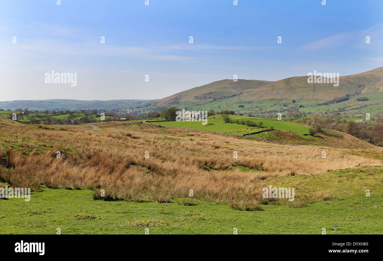 Rural Landscape in Cumbria, North West England with Farmhouse on the ...