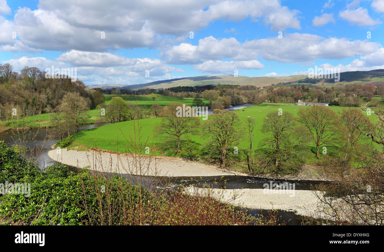 Ruskins View, a Rural Landscape in Cumbria with the River Lune Stock ...