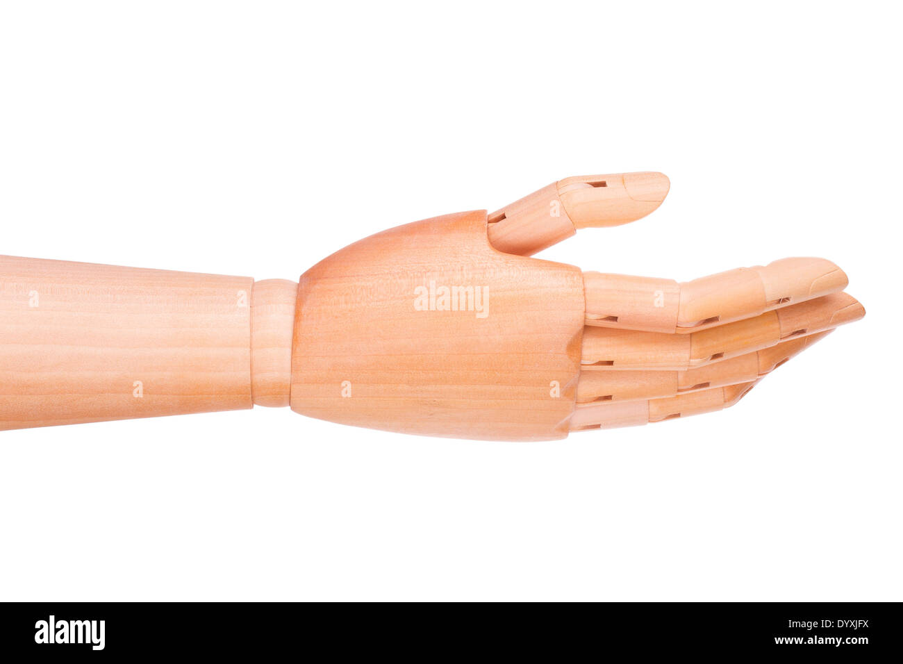 Wooden hand isolated on a white background Stock Photo - Alamy
