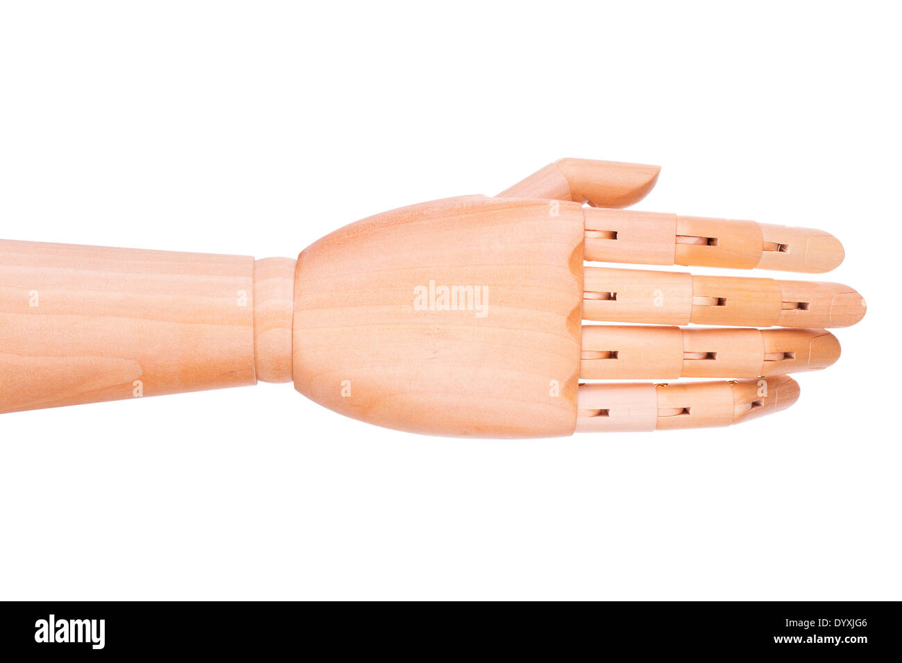 Wooden hand isolated on a white background Stock Photo - Alamy