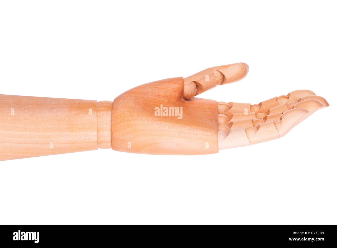 Wooden hand isolated on a white background Stock Photo - Alamy