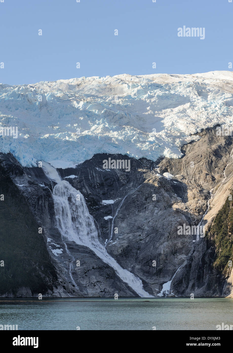 Glacier Romanche. The northwest arm of the Beagle Channel runs through ...