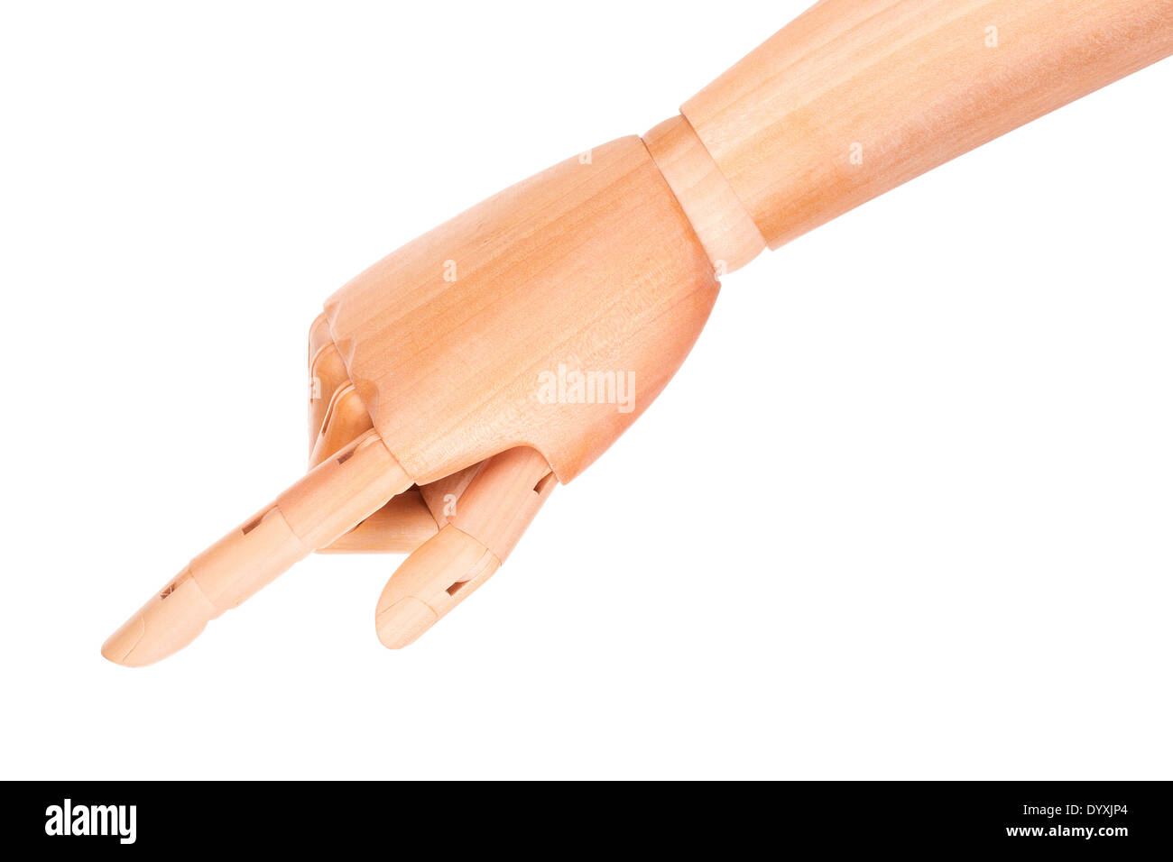 image of a wooden finger pointing or touching isolated on a white ...