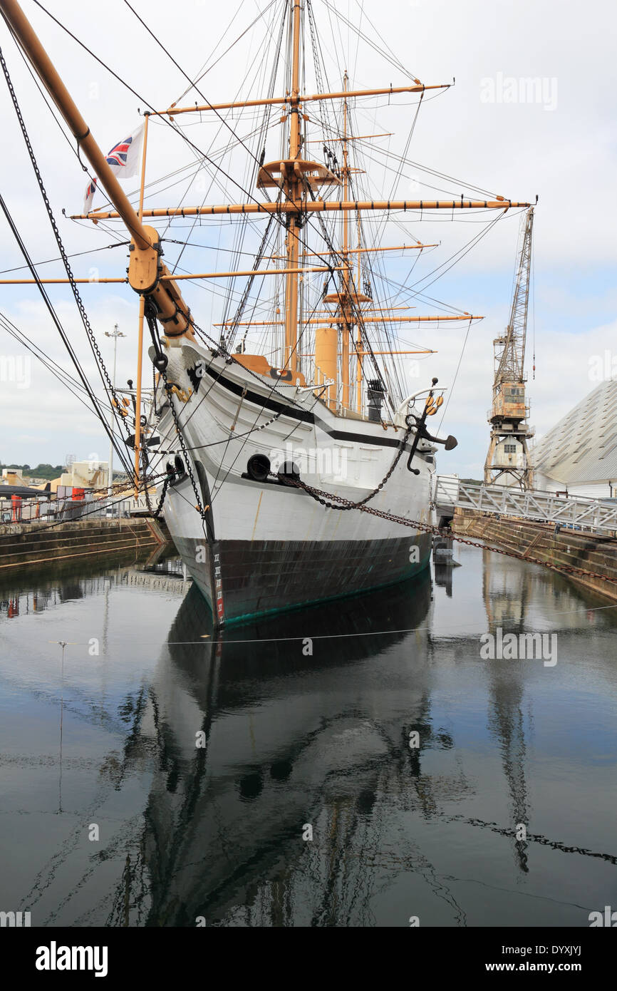 HMS Gannet Victorian sloop sailing ship at The Historic Dockyard ...