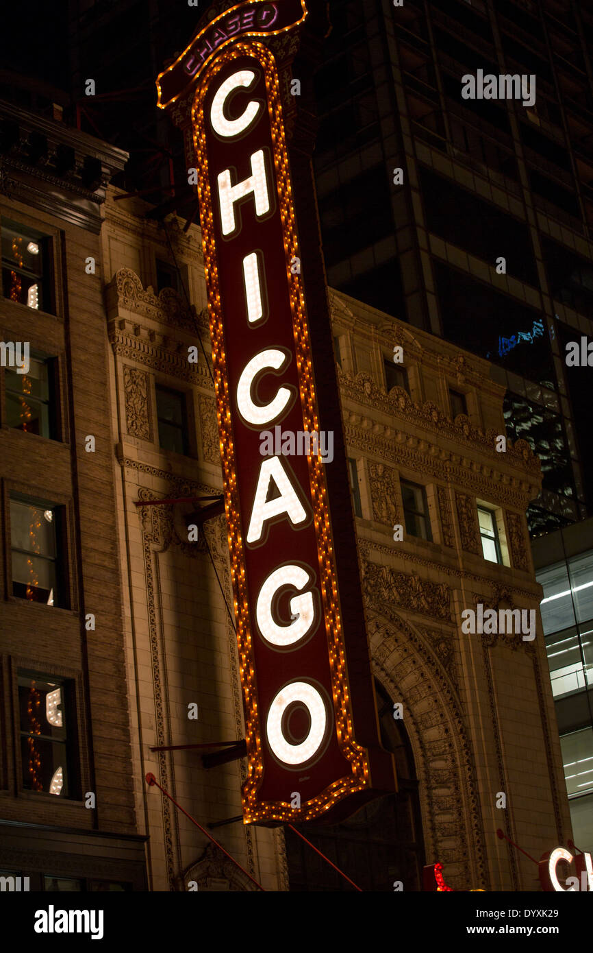 Neon sign at Chicago Theatre in Chicago, Illinois USA Stock Photo - Alamy