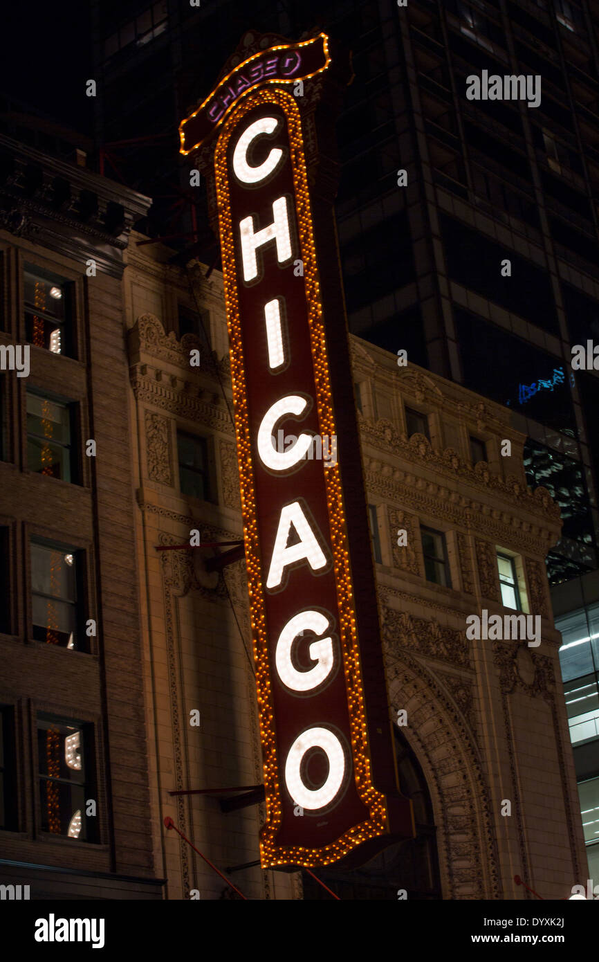 Neon sign at Chicago Theatre in Chicago, Illinois USA Stock Photo - Alamy
