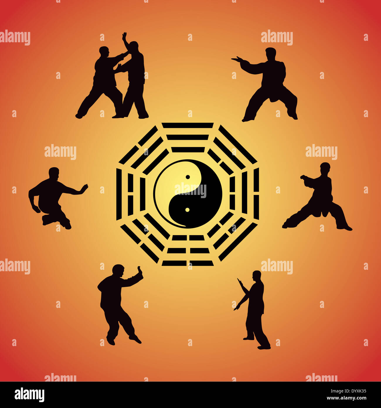 Set of images of people of engaged Kung fu Stock Photo - Alamy