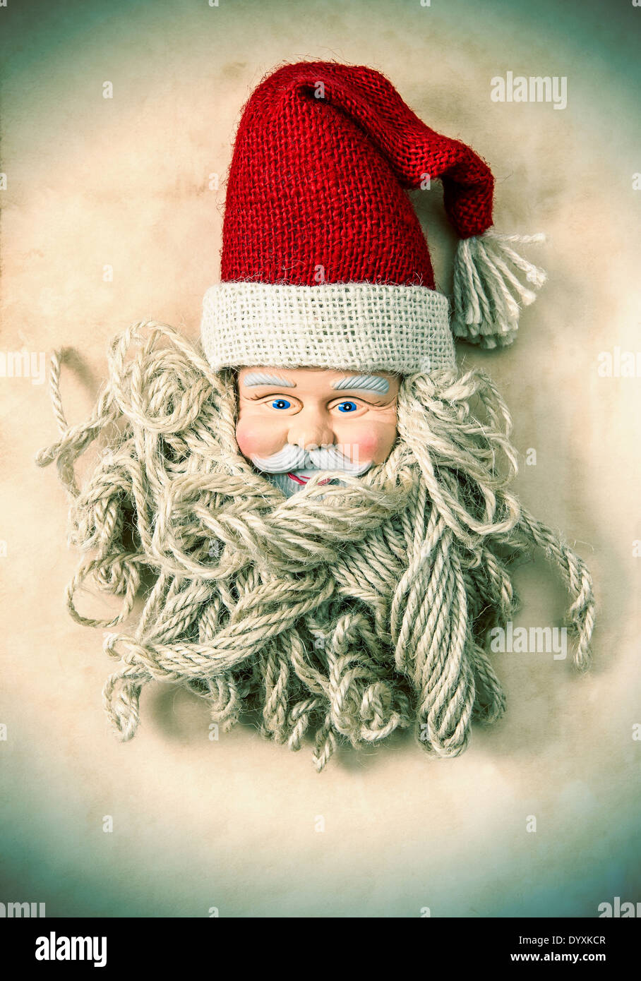 Vintage hand made Santa Claus. Nostalgic christmas background. retro ...