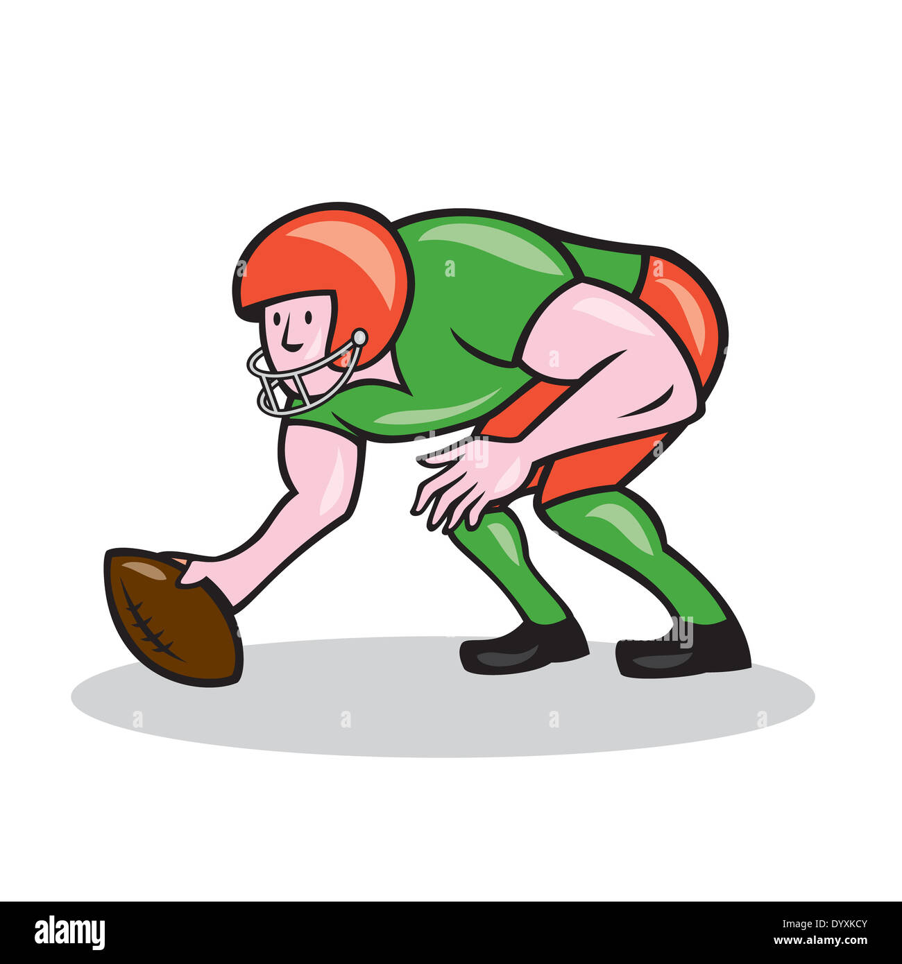 Illustration of an american football gridiron player center squatting ...