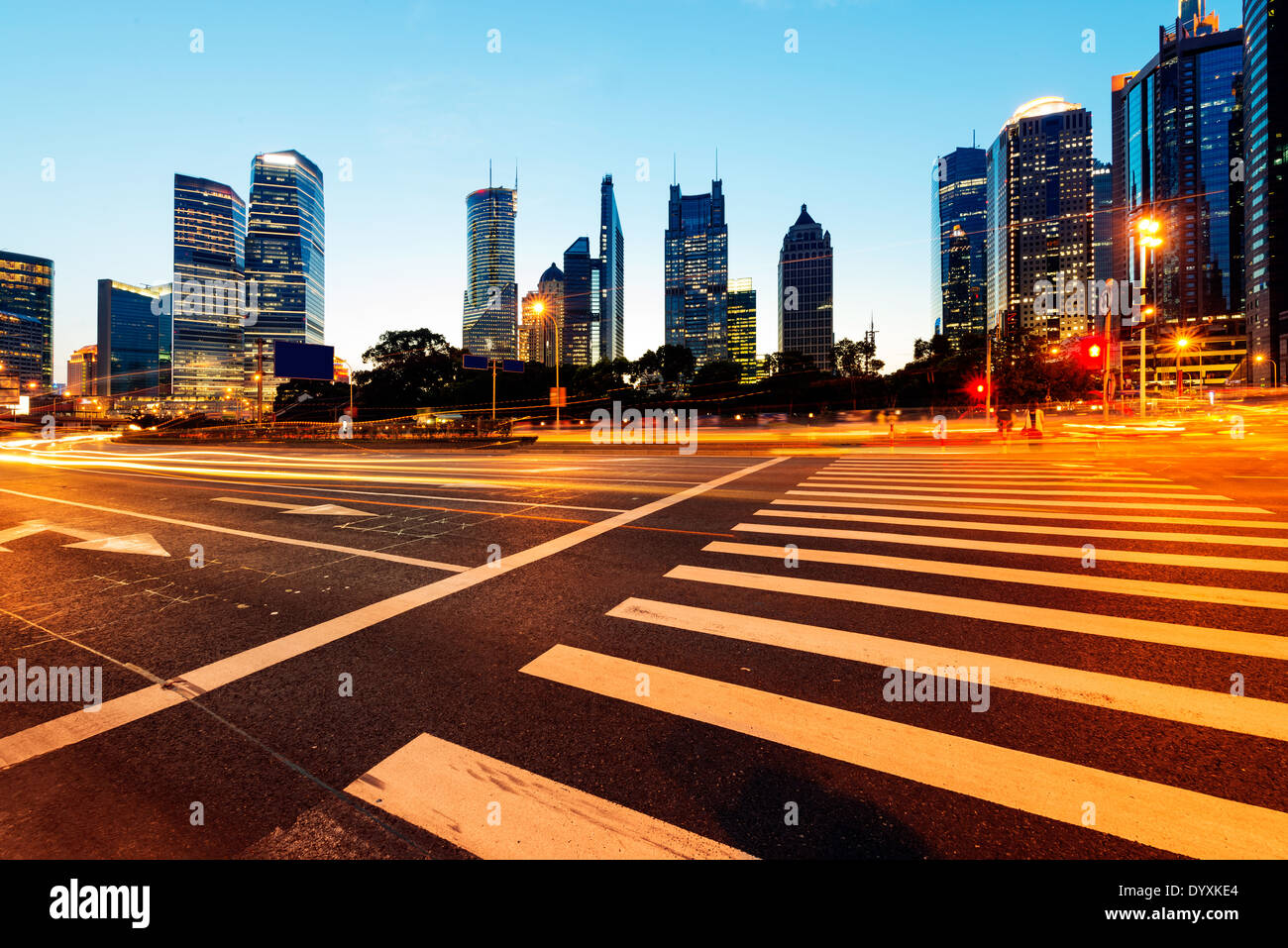 Urban city at night with traffic and night skyline Stock Photo - Alamy