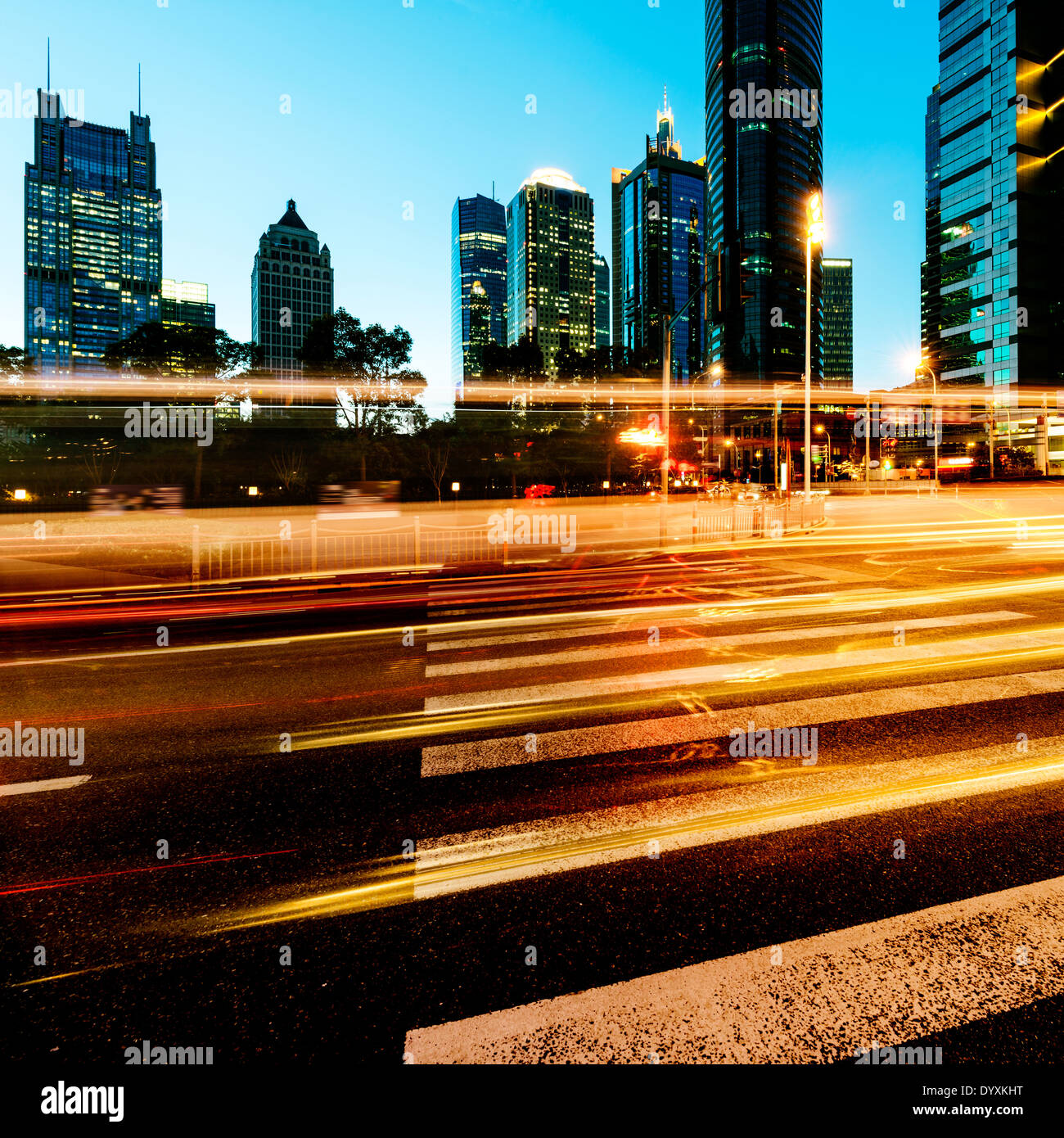 Urban city at night with traffic and night skyline Stock Photo - Alamy
