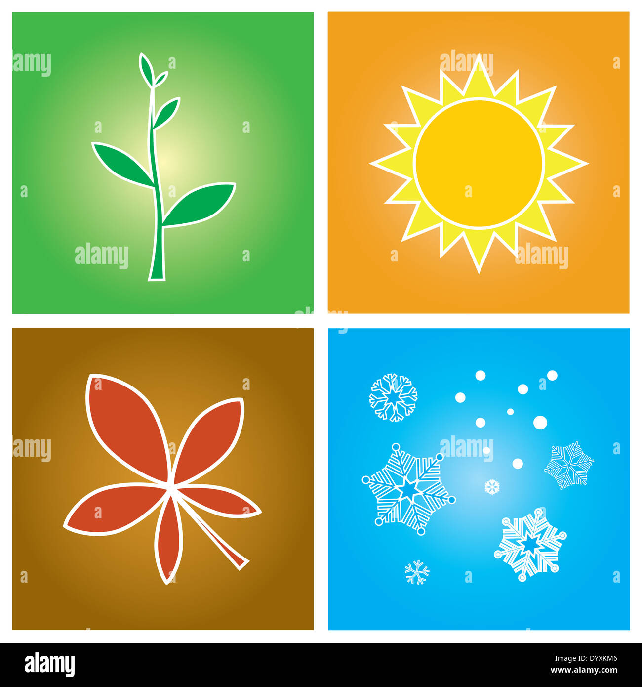 Vector illustration - simple symbols of four season concept Stock Photo ...