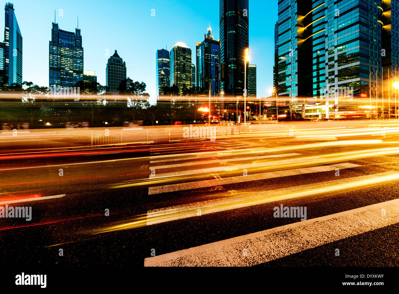 Urban city at night with traffic and night skyline Stock Photo - Alamy