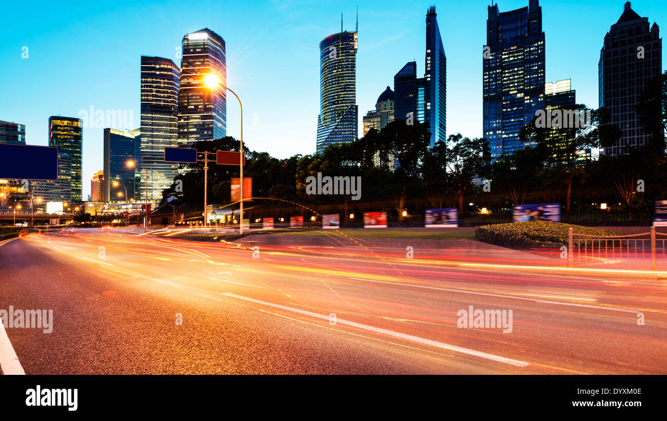 Urban city at night with traffic and night skyline Stock Photo - Alamy