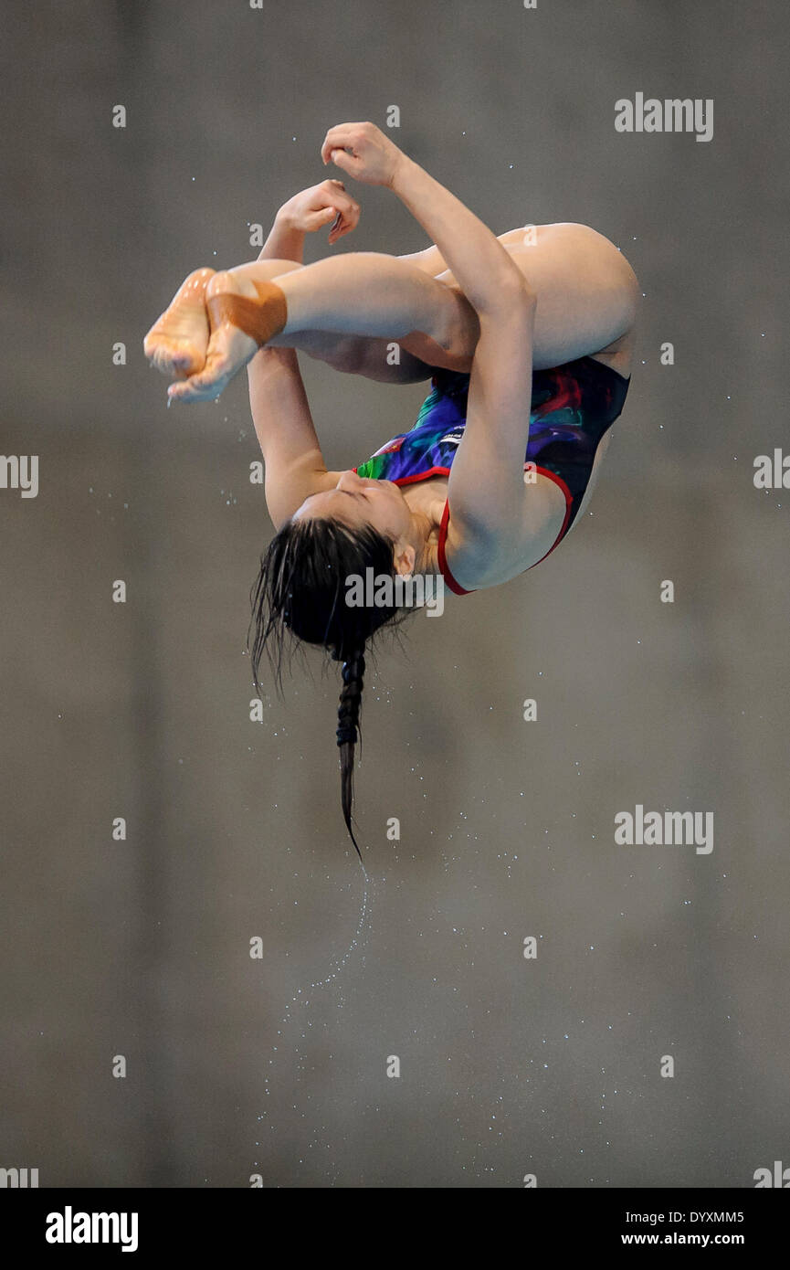 London, UK. 26th Apr, 2014. He Zi of China (CHN) dives in the Womens 3m ...