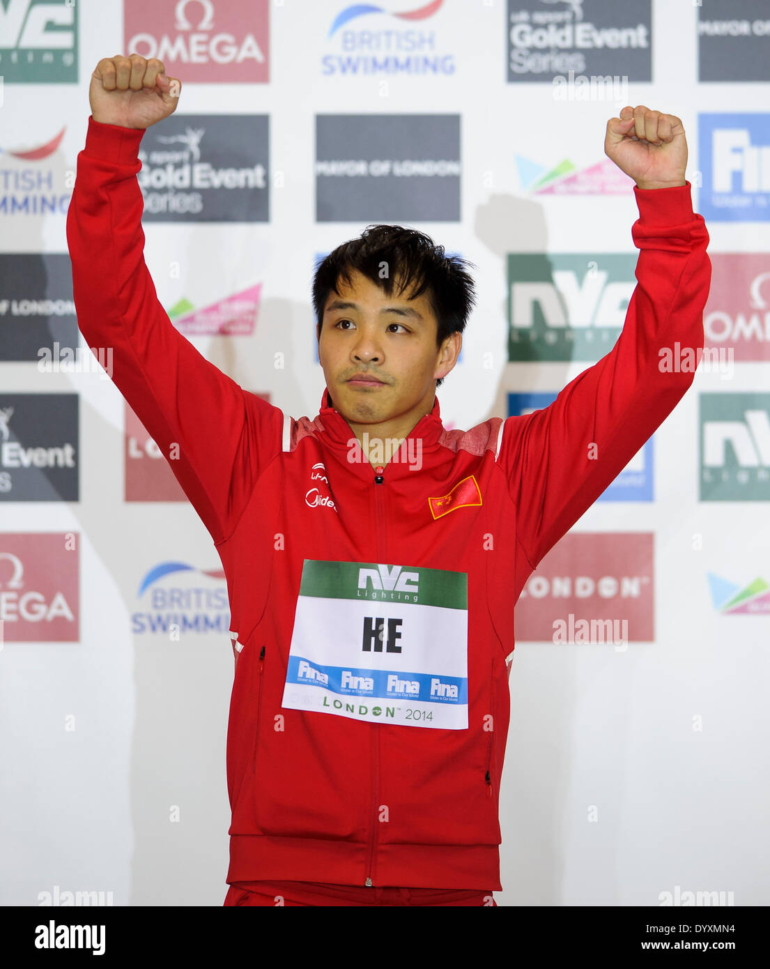 London, UK. 26th Apr, 2014. He Chong of China (CHN) celebrates on the ...