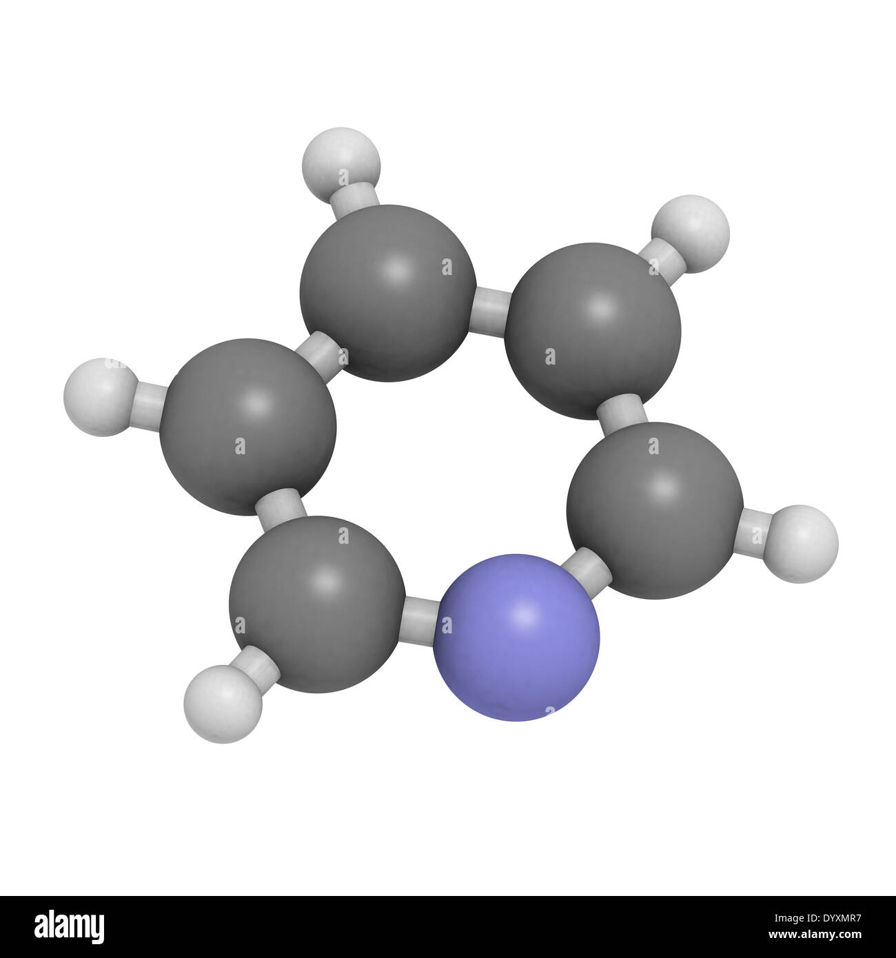 Pyridine chemical solvent molecule. Foul smelling liquid that has many ...