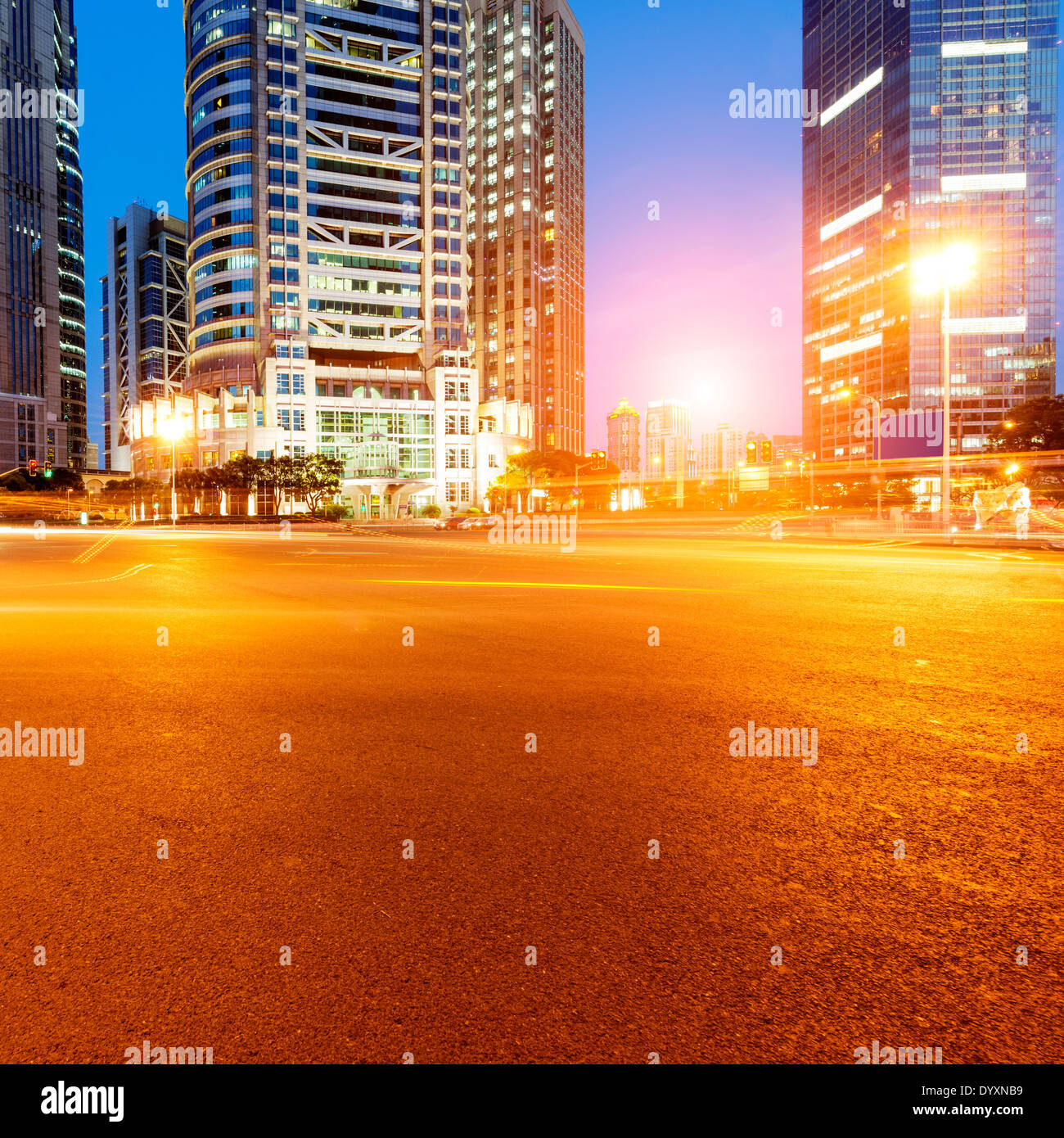 Urban city at night with traffic and night skyline Stock Photo - Alamy