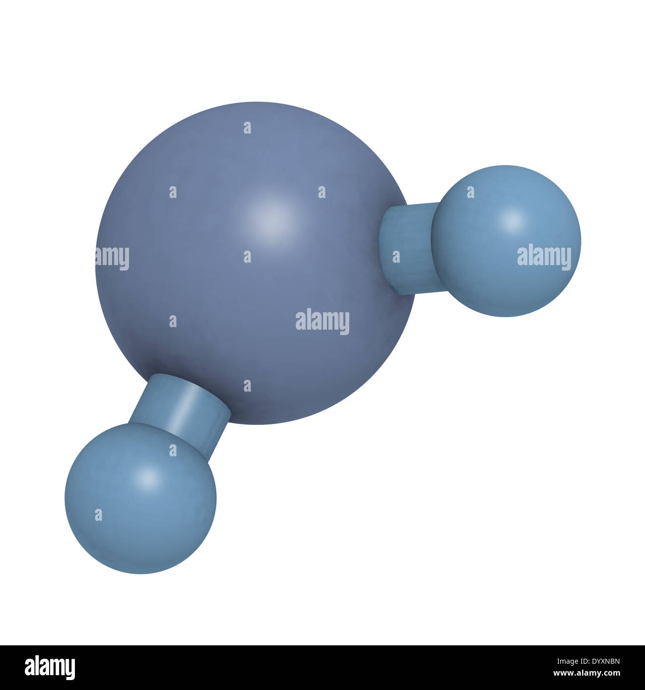 Water molecule, chemical structure. Atoms are represented as blue ...