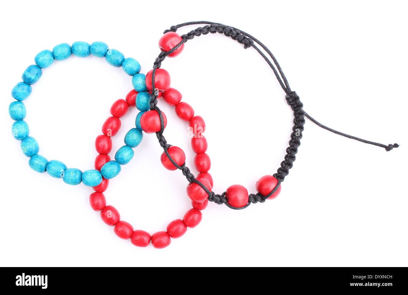Three colorful bracelets for woman isolated on white background Stock ...
