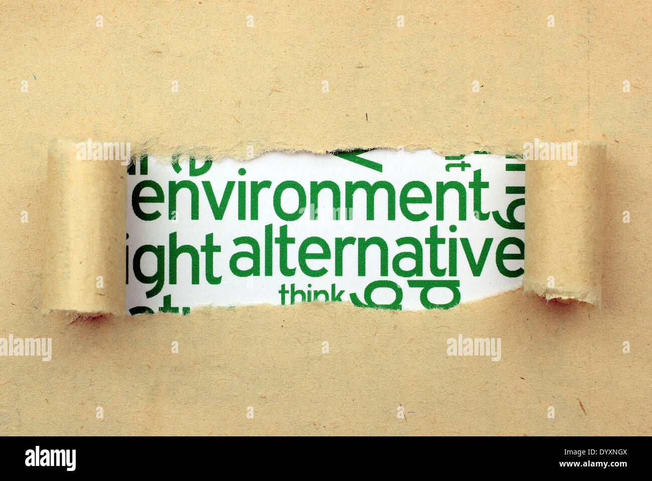 Environment text on paper hole Stock Photo - Alamy