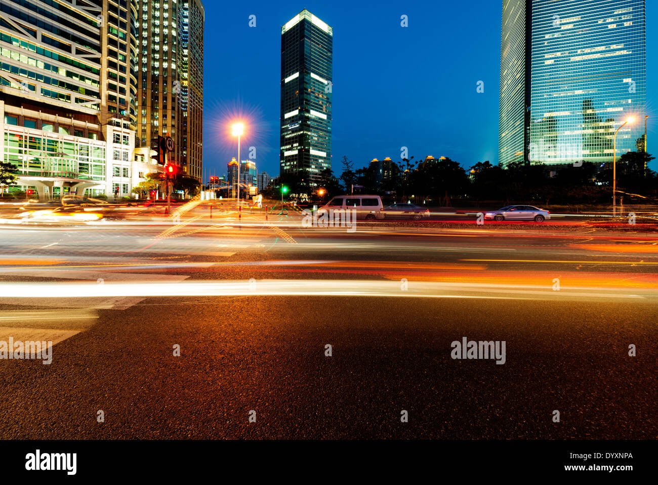 Urban city at night with traffic and night skyline Stock Photo - Alamy