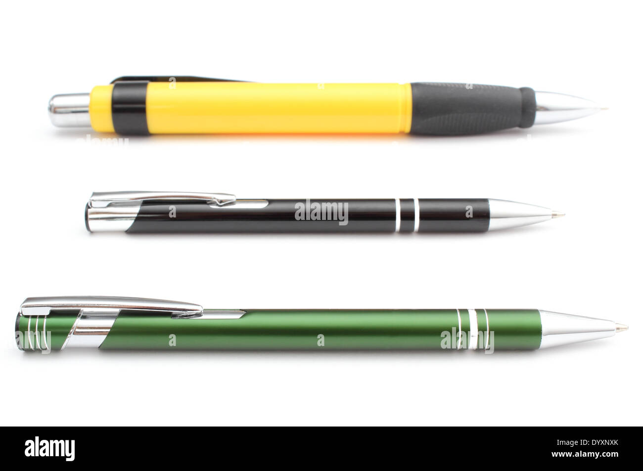 Three colored pens isolated on white background Stock Photo - Alamy