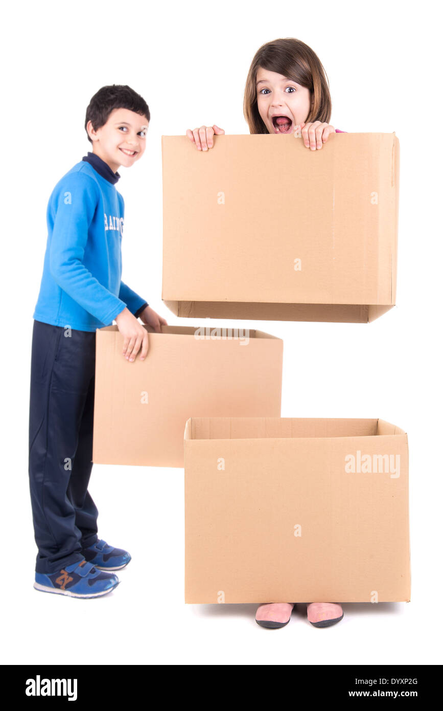 Children playing with boxes hi-res stock photography and images - Alamy