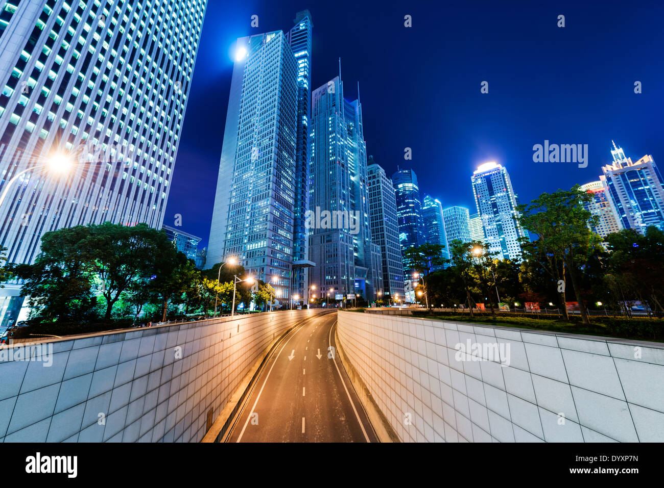 Urban city at night with traffic and night skyline Stock Photo - Alamy