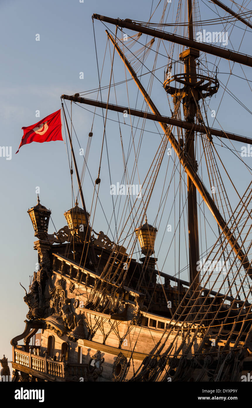detail of the back of a pirate ship in Genoa at sunset Stock Photo - Alamy