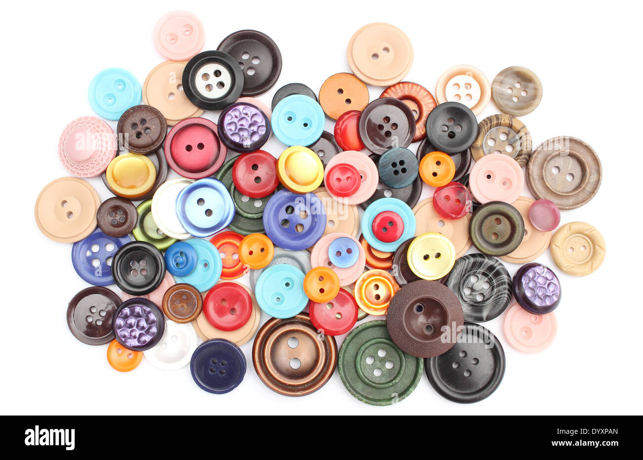 Collection of various colored sewing buttons isolated on white ...